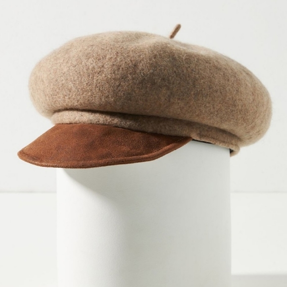 Anthropologie | Accessories | Anthropologie Trimmed Wool Newsboy Cap ...